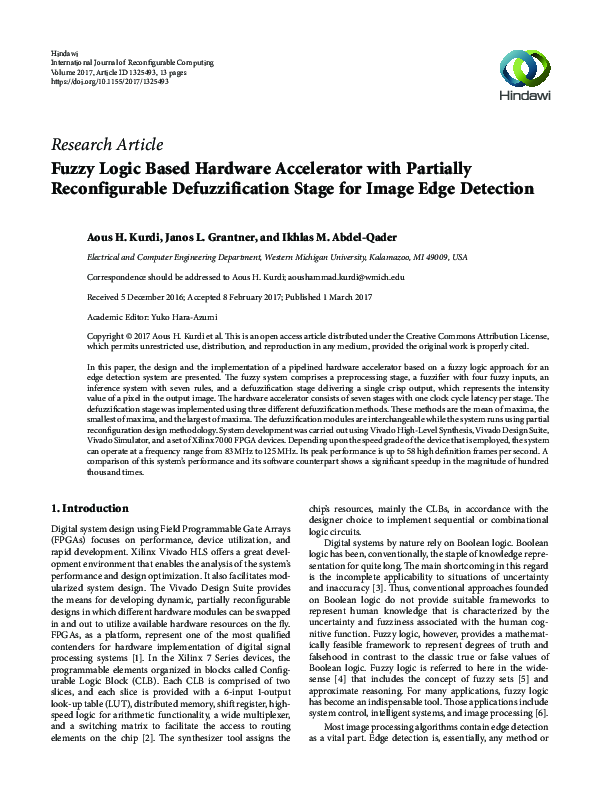 Pdf Fuzzy Logic Based Hardware Accelerator With Partially