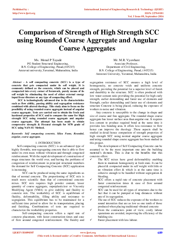 (PDF) Comparison of Strength of High Strength SCC using Rounded Coarse ...