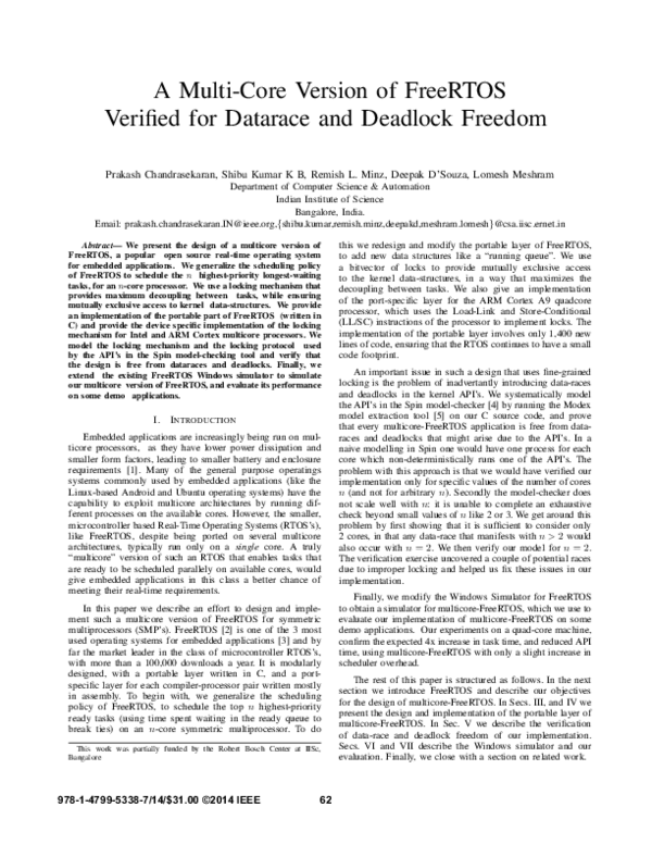 (PDF) A multi-core version of FreeRTOS verified for datarace and deadlock freedom