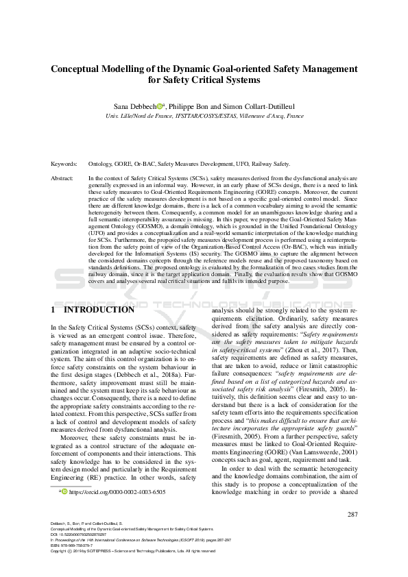(PDF) Conceptual Modelling of the Dynamic Goal-oriented Safety ...