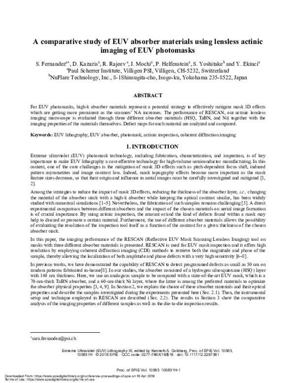 (PDF) A comparative study of EUV absorber materials using lensless ...