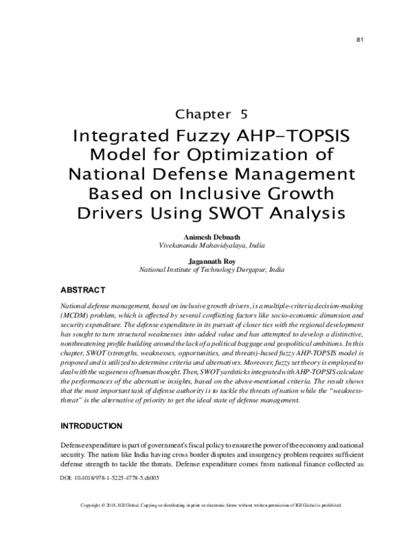 Pdf Integrated Fuzzy Ahp Topsis Model For Optimization Of National Defense Management Based On