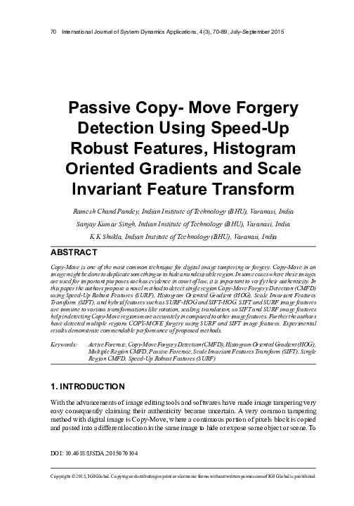 (PDF) Passive Copy- Move Forgery Detection Using Speed-Up Robust ...
