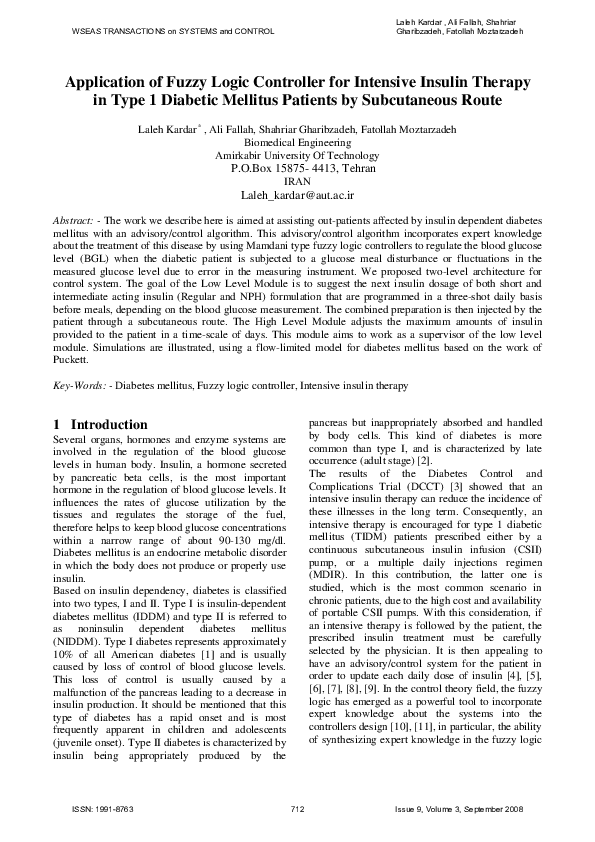 (PDF) Application of fuzzy logic controller for intensive insulin ...