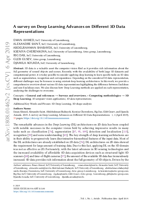 (PDF) A survey on Deep Learning Advances on Different 3D Data ...