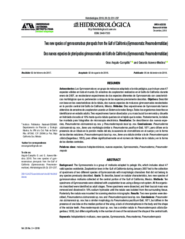 (PDF) Two new species of gymnosomatous pteropods from the Gulf of ...