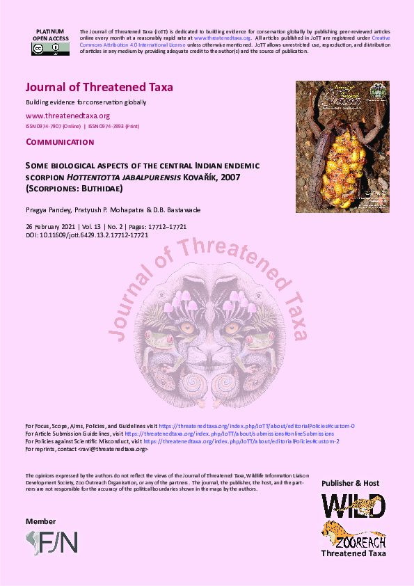 (PDF) Some biological aspects of the central Indian endemic scorpion ...