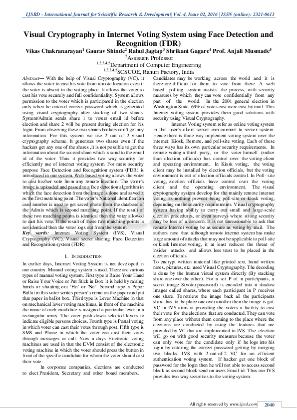 (PDF) Visual Cryptography in Internet Voting System using Face ...