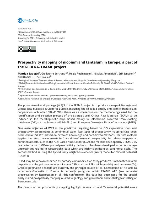 (PDF) Prospectivity mapping of niobium and tantalum in Europe; a part ...