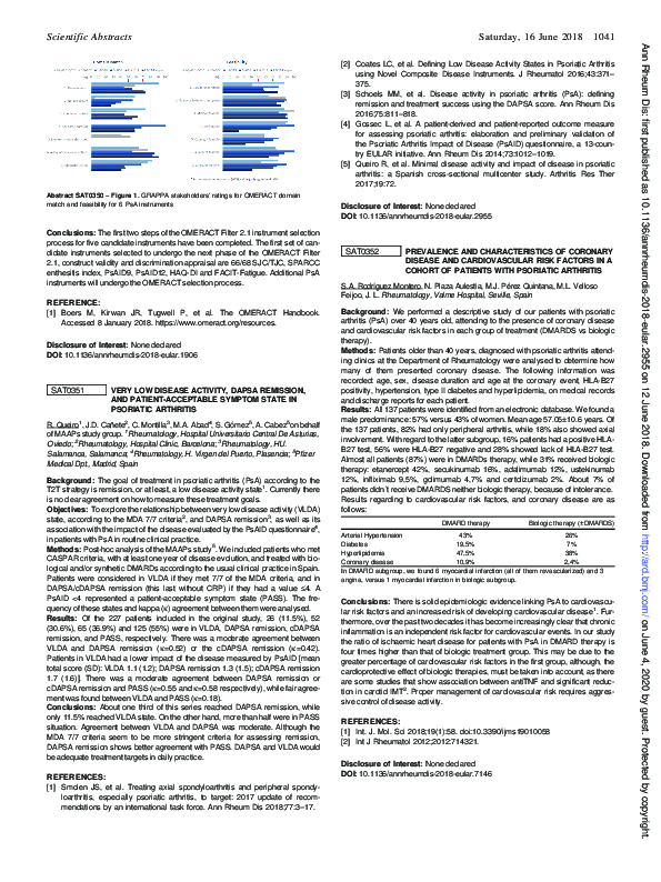 (PDF) SAT0351 Very low disease activity, dapsa remission, and patient ...