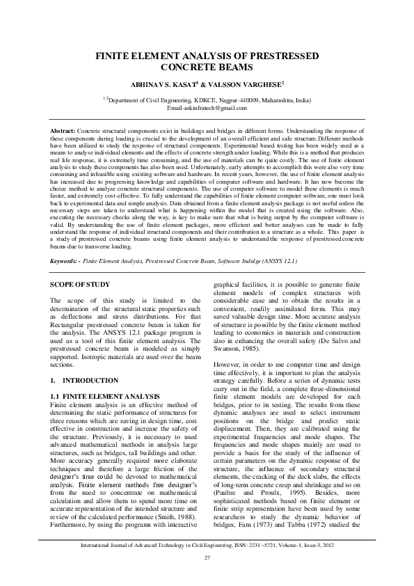 (PDF) Finite Element Analysis of Prestressed Concrete Beams