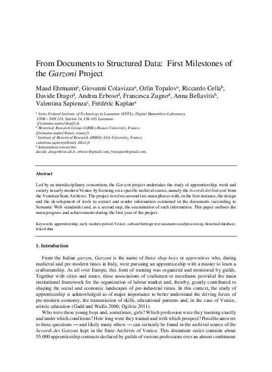 (PDF) From Documents to Structured Data: First Milestones of the ...