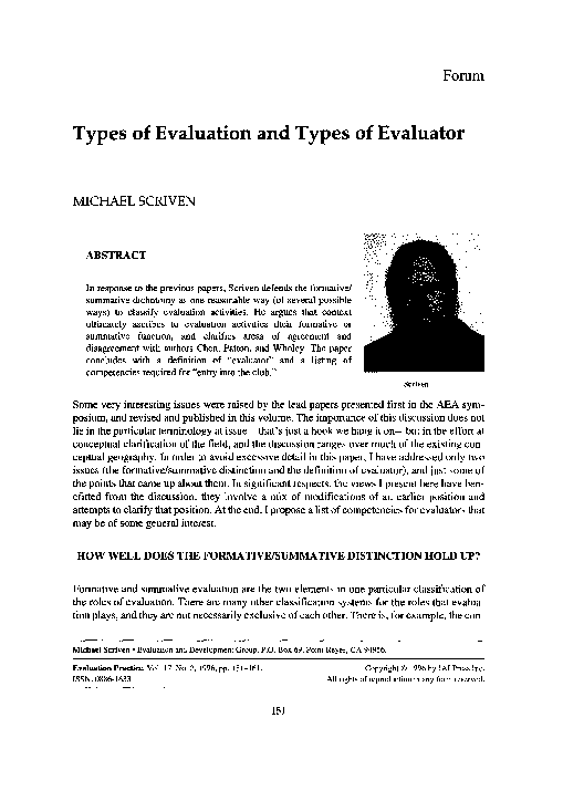 (PDF) Types of Evaluation and Types of Evaluator