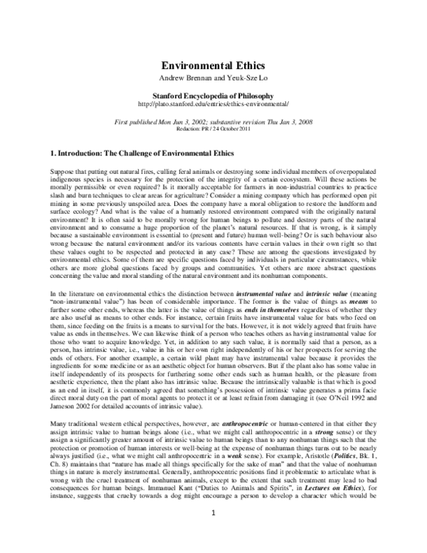 1 Environmental Ethics