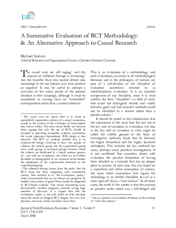(PDF) A Summative Evaluation of RCT Methodology: & An Alternative ...