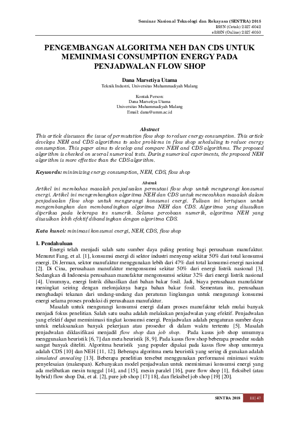 (PDF) Pengembangan Algoritma Neh Dan CDS Untuk Meminimasi Consumption Energy Pada Penjadwalan ...