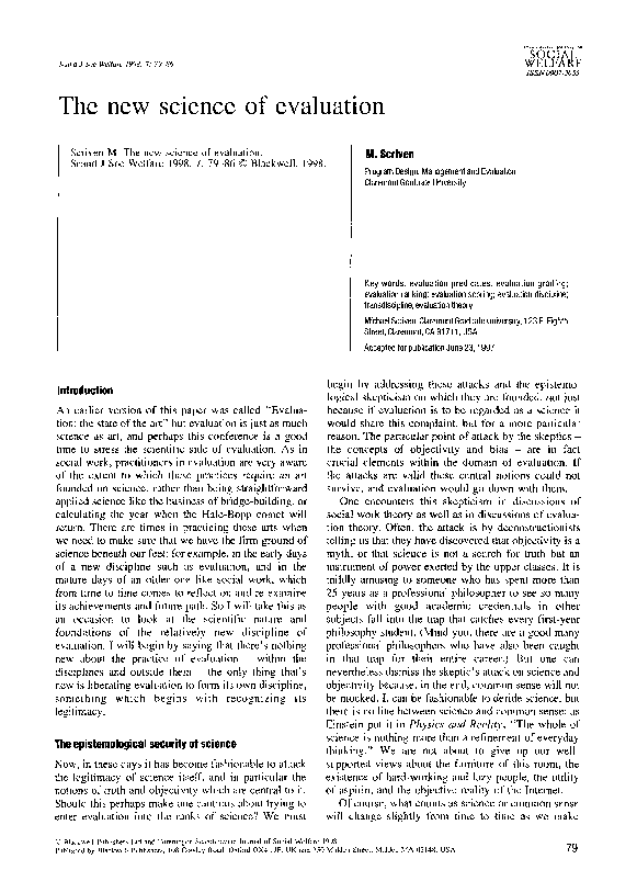 (PDF) The new science of evaluation