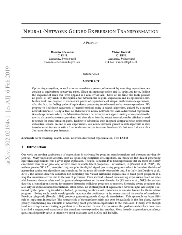 (PDF) Neural-Network Guided Expression Transformation