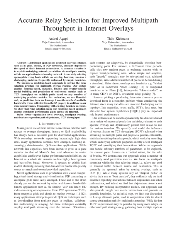(PDF) Accurate Relay Selection for Improved Multipath Throughput in ...