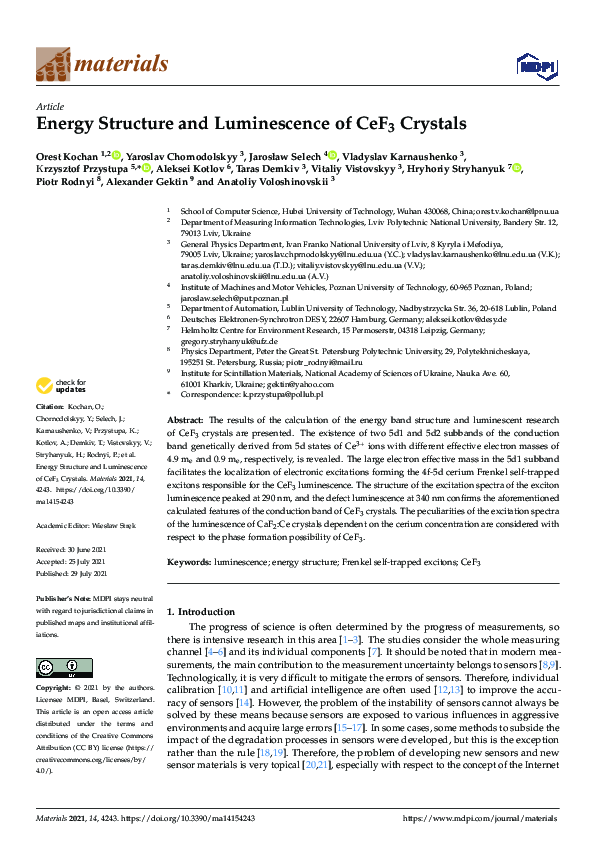 (PDF) Energy Structure and Luminescence of CeF3 Crystals