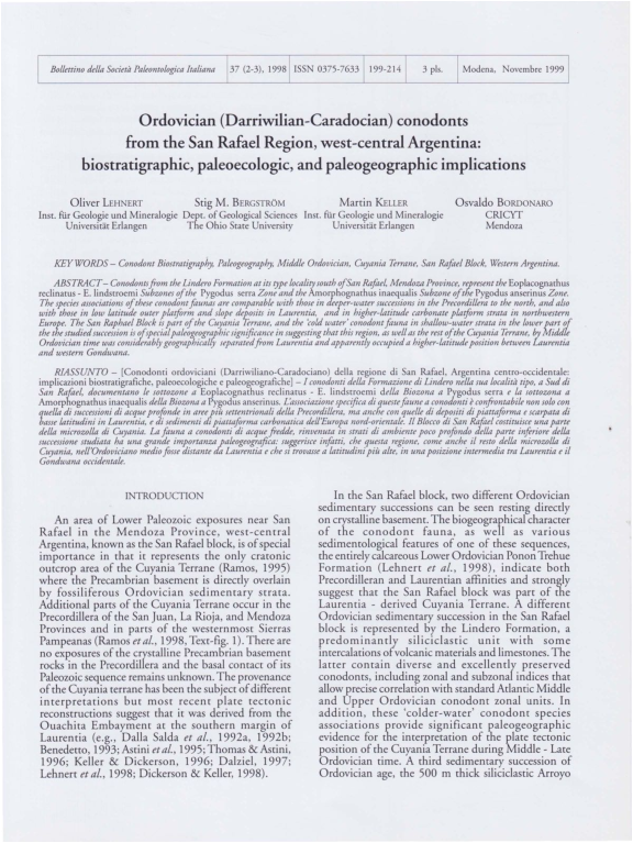 (PDF) Ordovician (Darriwilian-Caradocian) conodonts from the San Rafael ...
