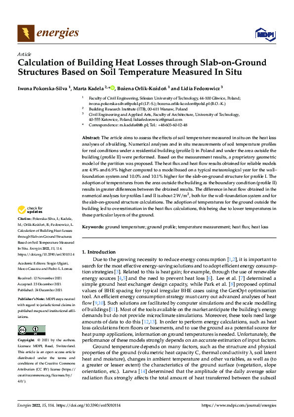 (PDF) Calculation of Building Heat Losses through Slab-on-Ground ...