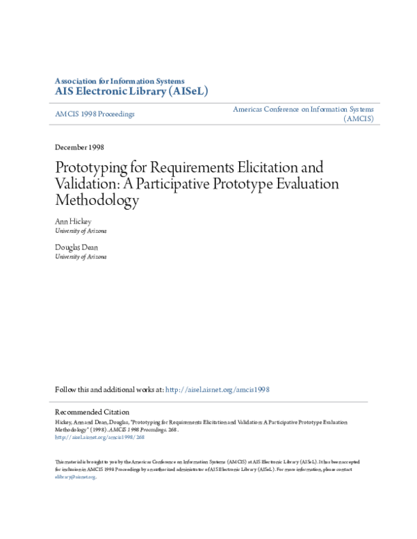 (PDF) Prototyping for requirements elicitation and validation: a participative prototype ...