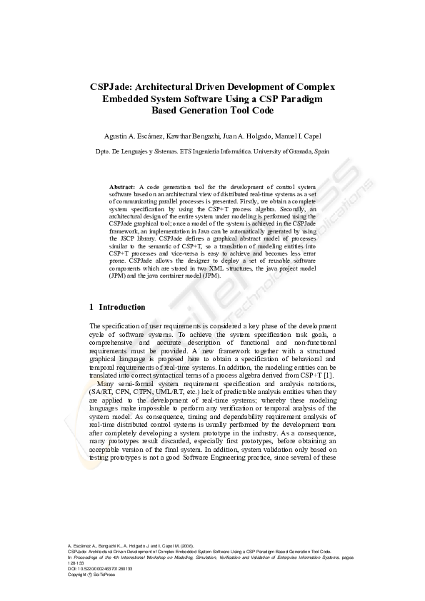 (PDF) Cspjade: Architectural Driven Development of Complex Embedded System Software Using a CSP ...