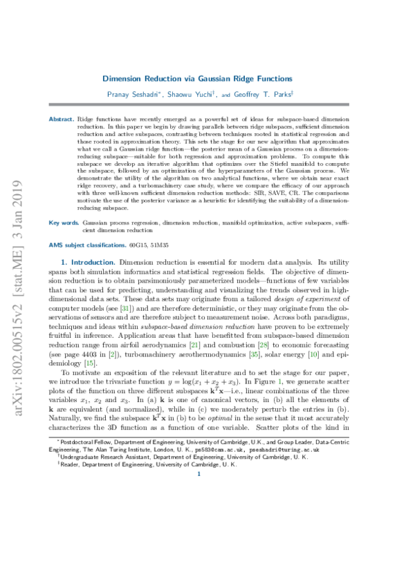 Pdf Dimension Reduction Via Gaussian Ridge Functions