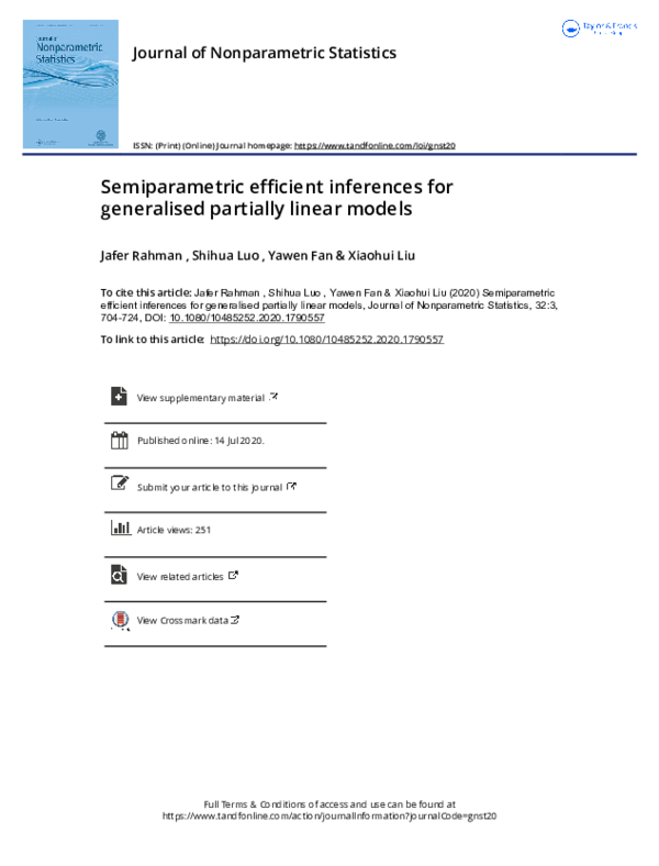 Pdf Semiparametric Efficient Inferences For Generalised Partially Linear Models