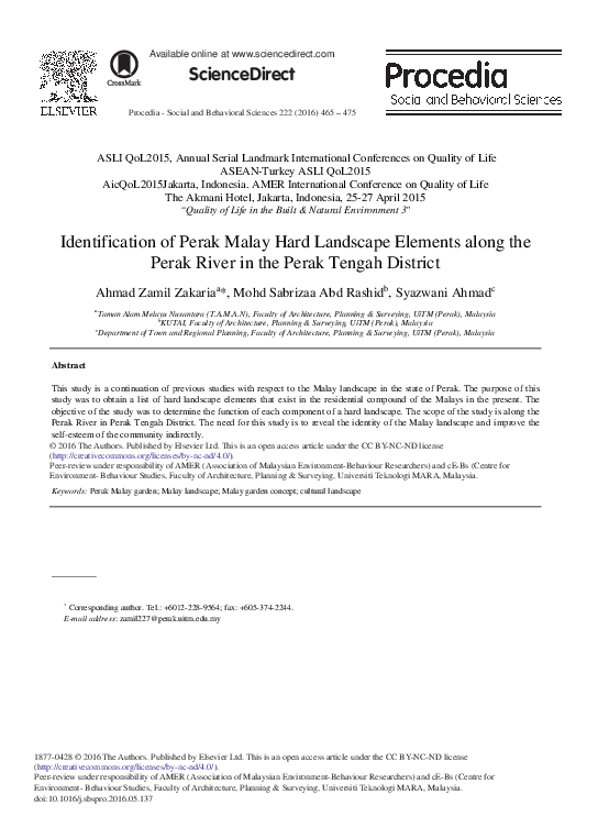 (PDF) Identification of Perak Malay Hard Landscape Elements Along the ...