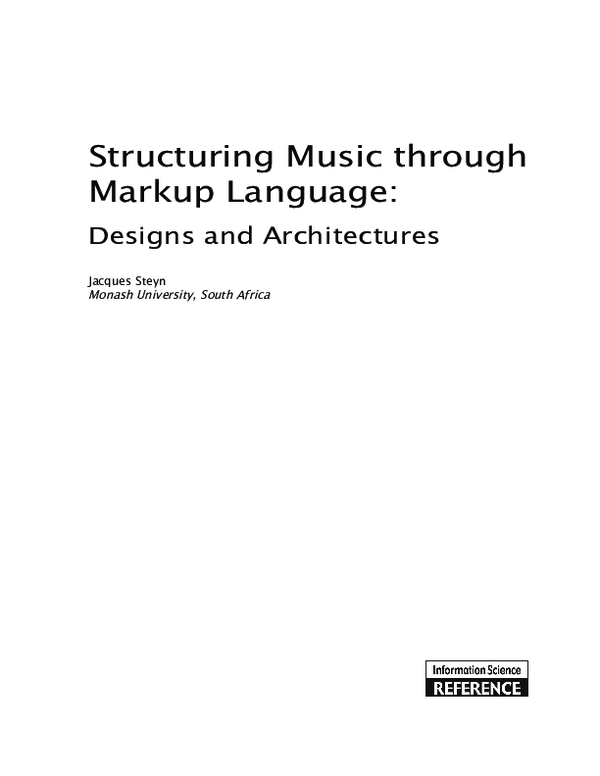 (PDF) Structuring Music through Markup Language: Designs and Architectures