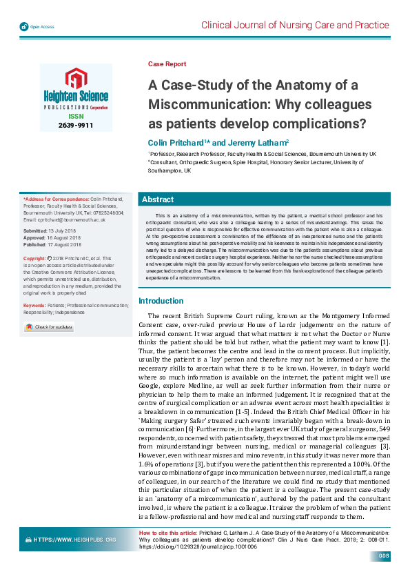 (PDF) A Case-Study of the Anatomy of a Miscommunication: Why colleagues ...