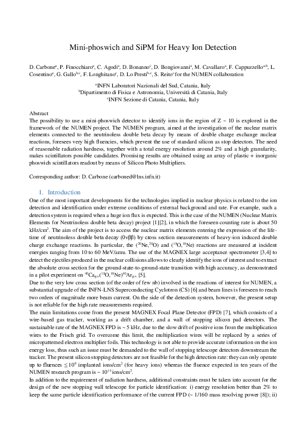 (PDF) Mini-phoswich and SiPM for heavy ion detection