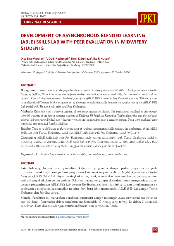 (PDF) Development of Asynchronous Blended Learning (Able) Skills Lab ...