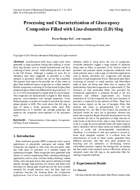 (PDF) Processing and Characterization of Glass-epoxy Composites Filled ...