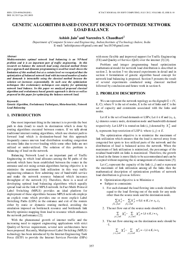 Pdf Genetic Algorithm Based Concept Design To Optimize Network Load