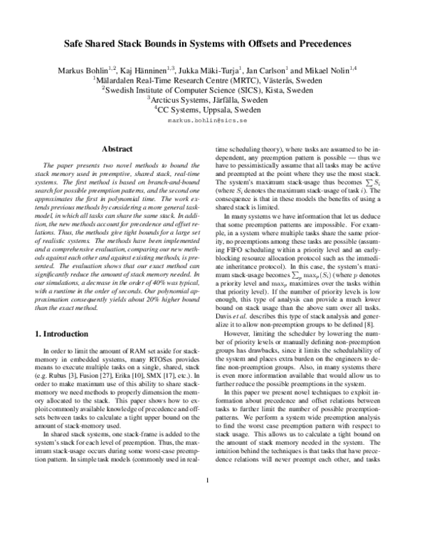 (PDF) Safe Shared Stack Bounds in Systems with Offsets and Precedences
