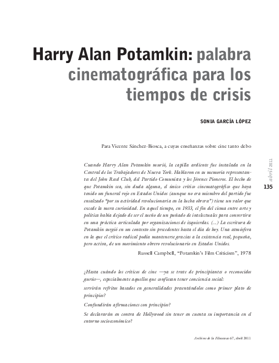 (PDF) Harry Alan Potamkin: palabra cinematográfica para los tiempos de ...