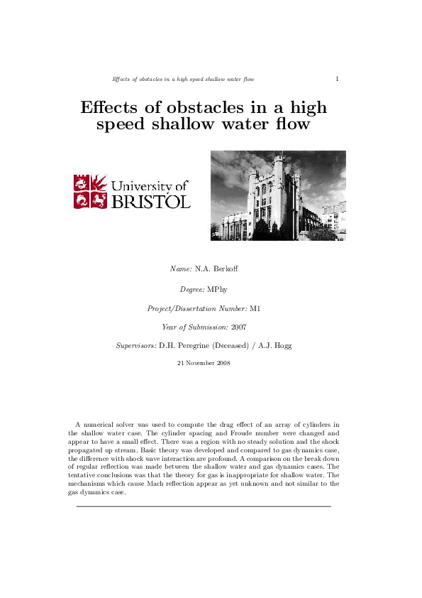 (PDF) Effects of obstacles in a high speed shallow water flow
