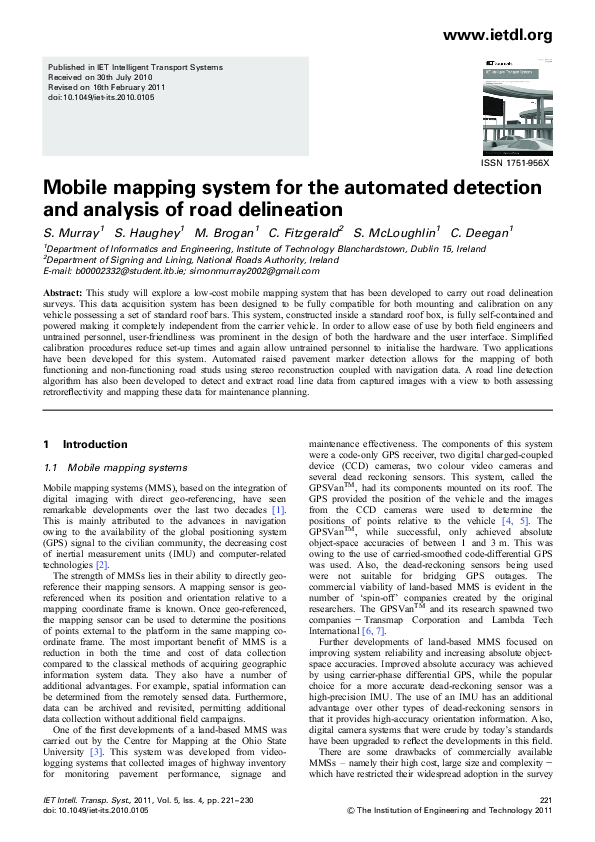 (PDF) Mobile mapping system for the automated detection and analysis of ...
