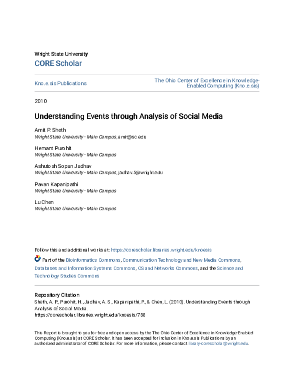 (PDF) Understanding events through analysis of social media