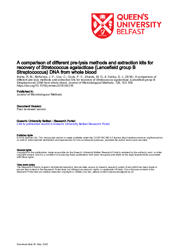 (PDF) A comparison of different pre-lysis methods and extraction kits ...