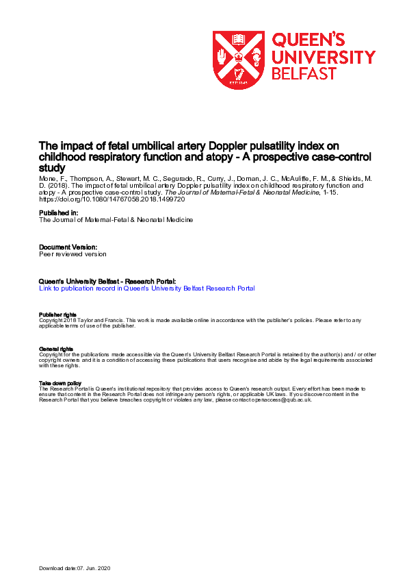 (PDF) The impact of fetal umbilical artery Doppler pulsatility index on ...