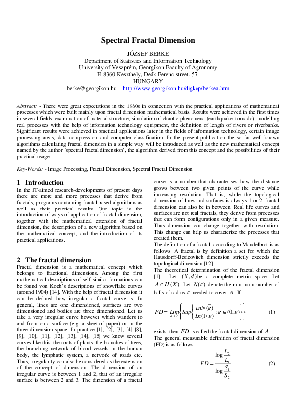 (PDF) Spectral fractal dimension
