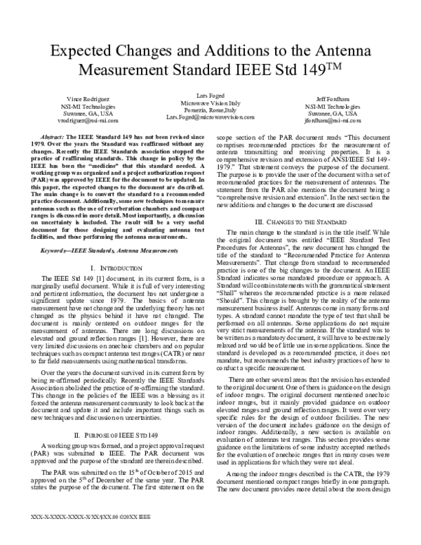 (PDF) Expected Changes and Additions to the Antenna Measurement ...