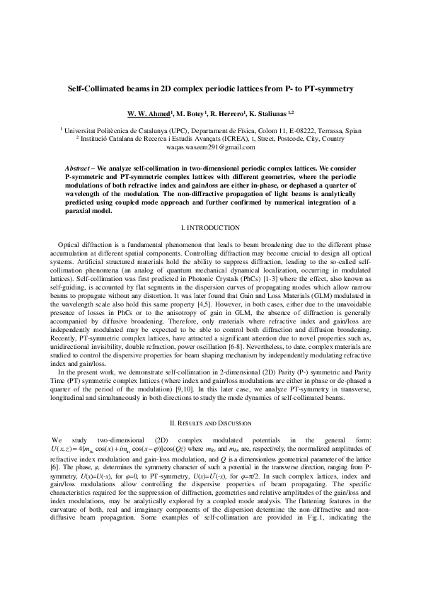 (PDF) Self-collimated beams in 2D complex periodic lattices from P- to ...