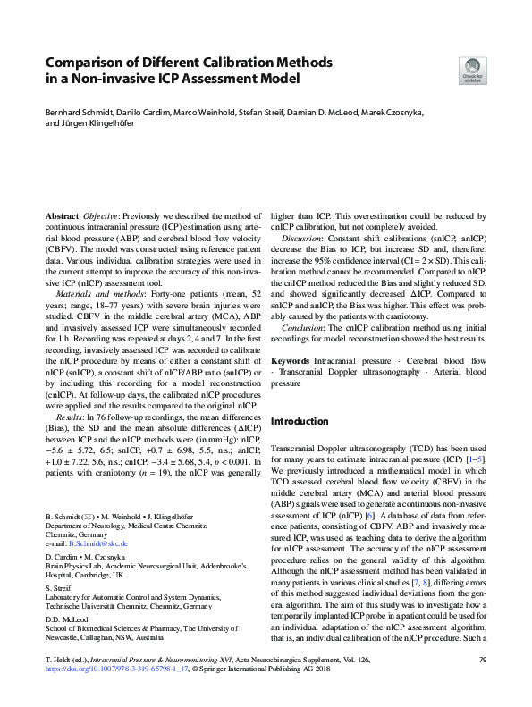 (PDF) Comparison of Different Calibration Methods in a Non-invasive ICP ...