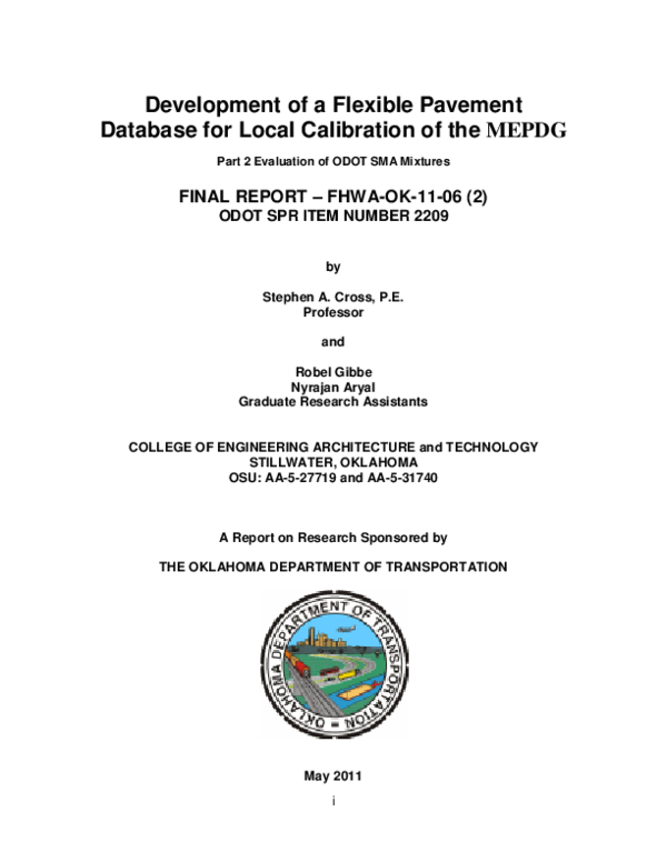 (PDF) Development of a Flexible Pavement Database for Local Calibration ...