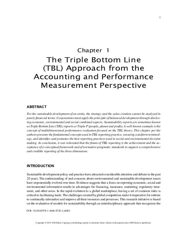 (PDF) The Triple Bottom Line (TBL) Approach From the Accounting and ...